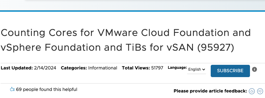 VMware Knowledge Base – Counting Cores for VCF… – virtual graveyard