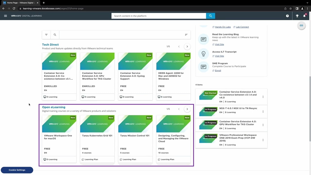VMware Digital Learning Home Page Overview – virtual graveyard