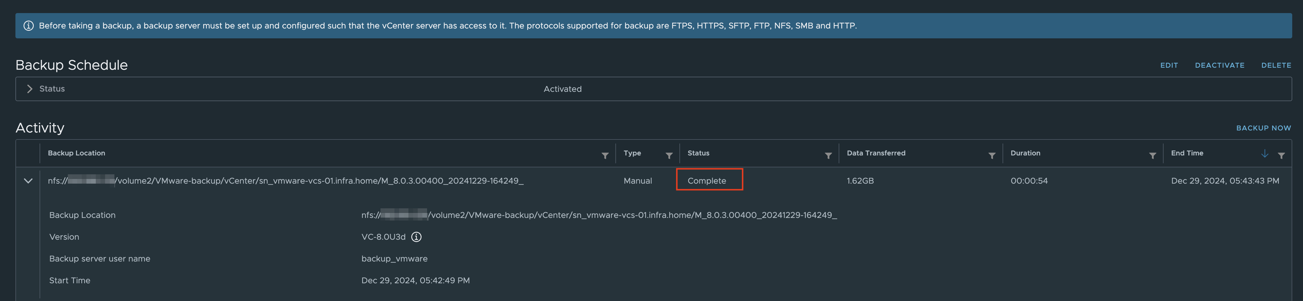Configuring VMware VCSA backup using NFS -… – virtual graveyard