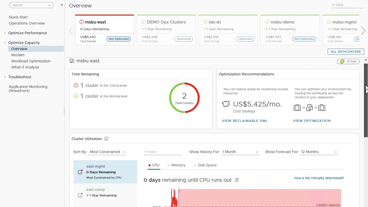vRealize Operations Capacity Overview – virtual graveyard