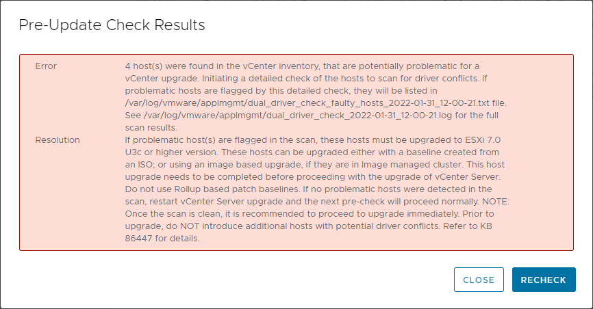 New vCenter Server 7 Update 3c Pre-Update Check… – virtual graveyard