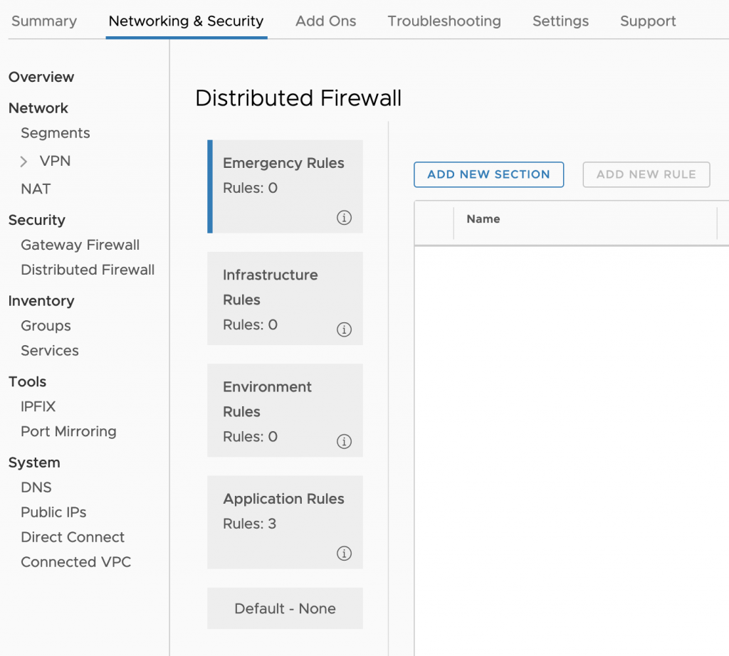 Distributed Firewall on VMware Cloud on AWS – virtual graveyard
